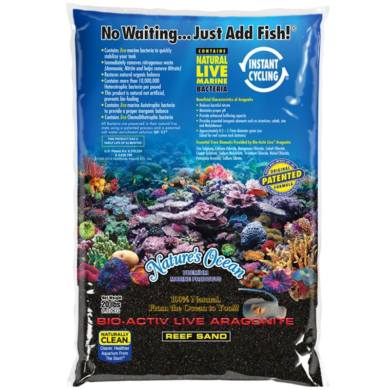 20LB Nature's Ocean Black Beach Bio-Activ Live Aragonite Reef Sand ...